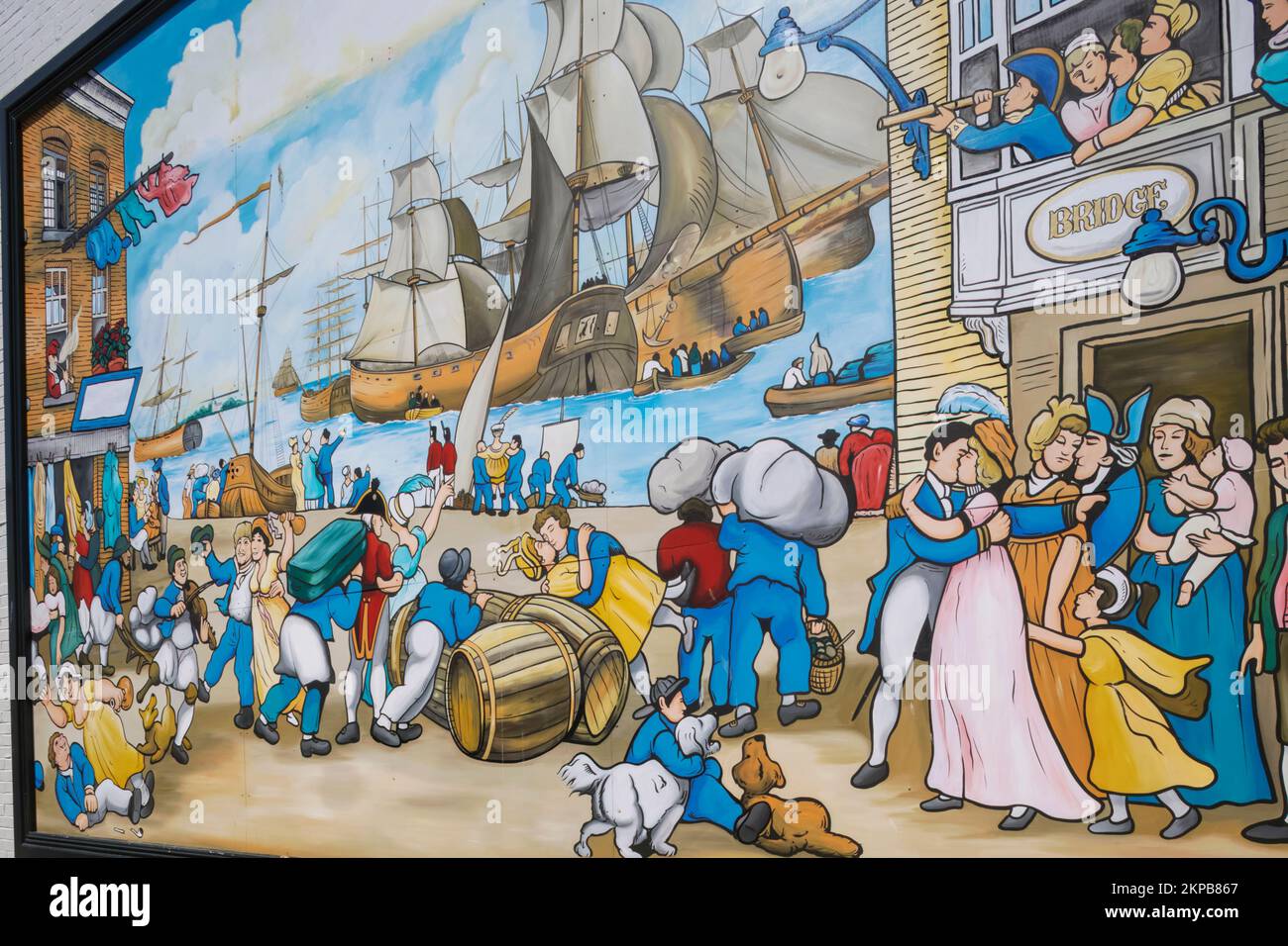 England, Hampshire, Portsmouth, Old Portsmouth, The Bridge Tavern, Wall ...