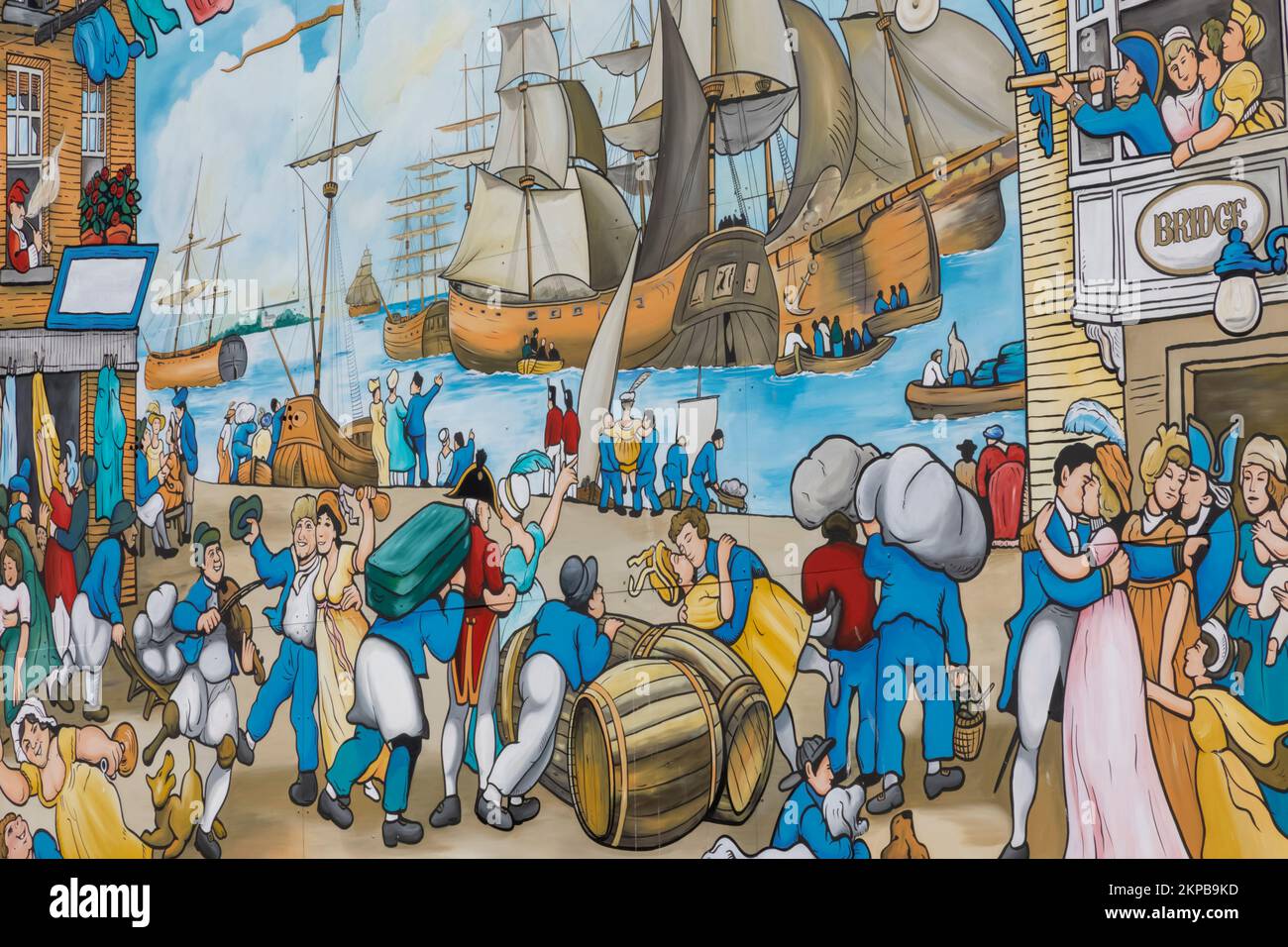 England, Hampshire, Portsmouth, Old Portsmouth, The Bridge Tavern, Wall ...