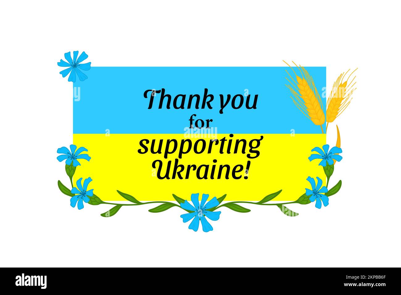 Banner With Cornflowers And Spikelets Of Grain Ukrainian Flag