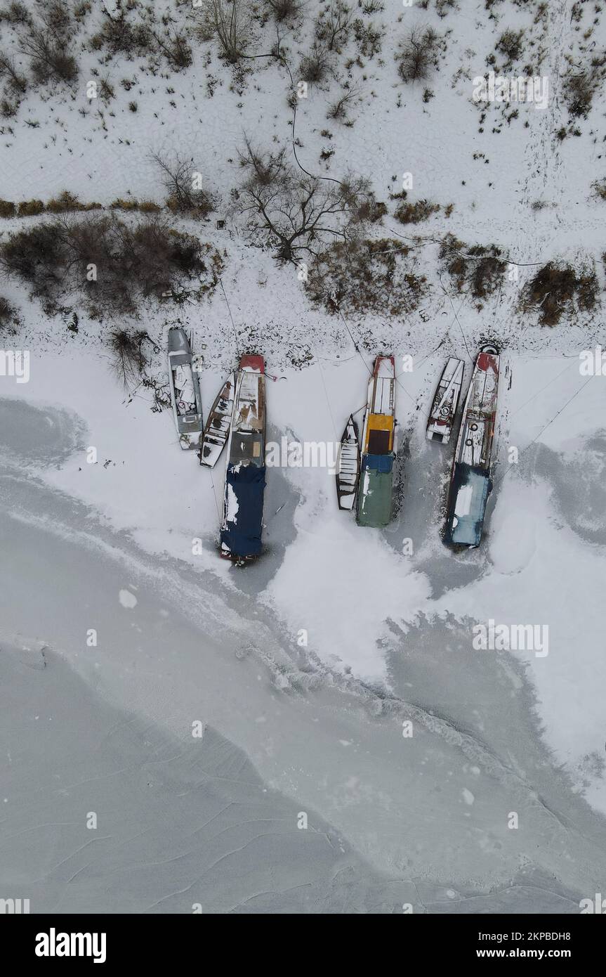 Aerial photo shows the Harbin Section of Songhua River is completely ...