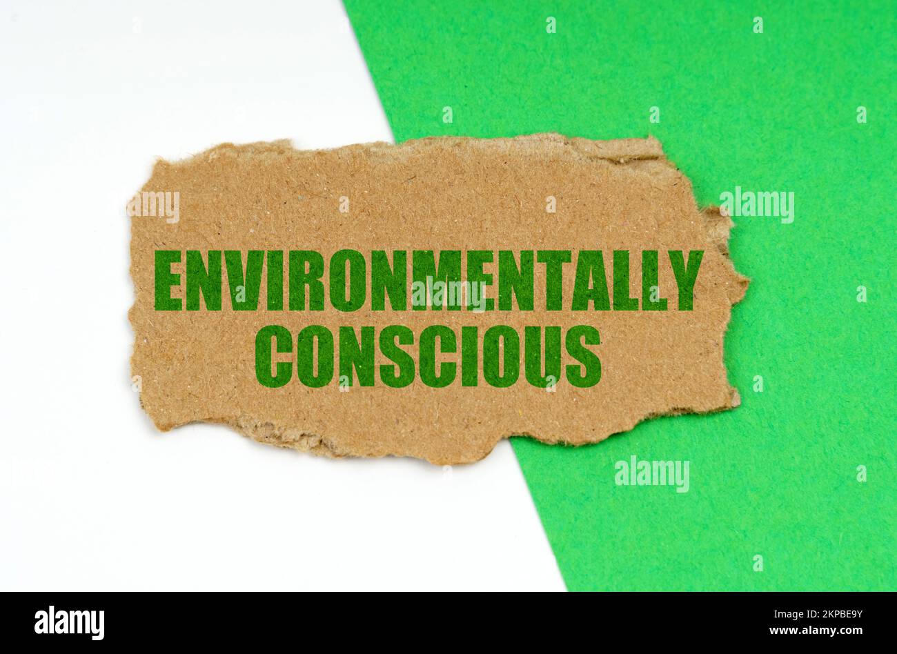 Environmental concept. On a white-green background lies a piece of ...