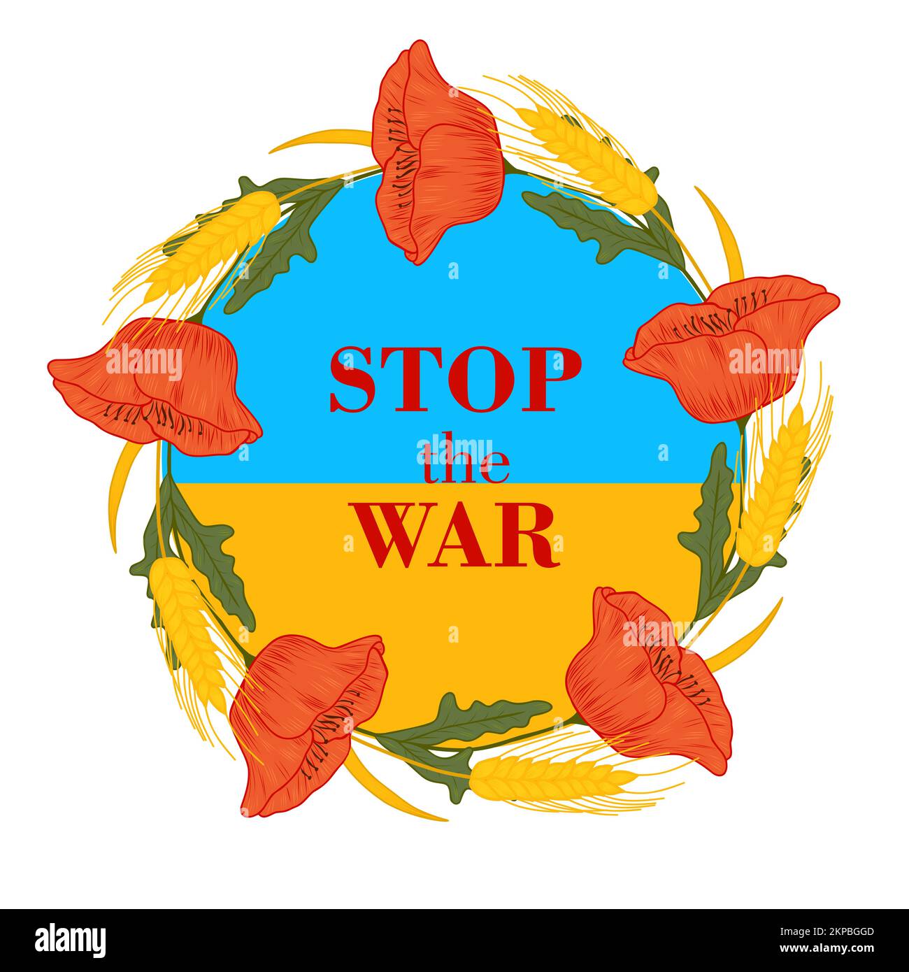 Stop the war. Vector poster of wreaths of Stop War. A wreath with ...
