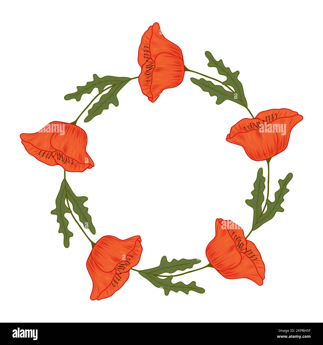 Hand poppy wreath Stock Vector Images - Alamy