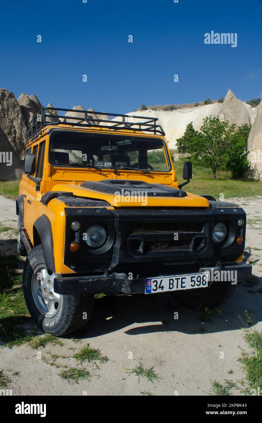 Ortahisar,Ürgüp,Nevşehir, Turkey - May 24 2021: Yellow Land Rover ...