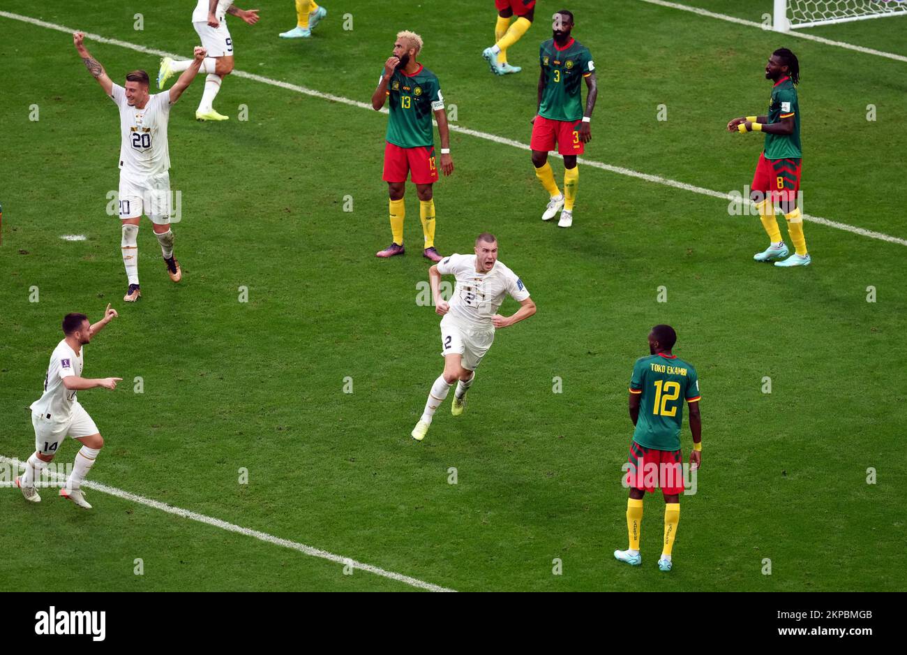 Serbia’s Strahinja Pavlovic celebrates scoring their side's first goal ...