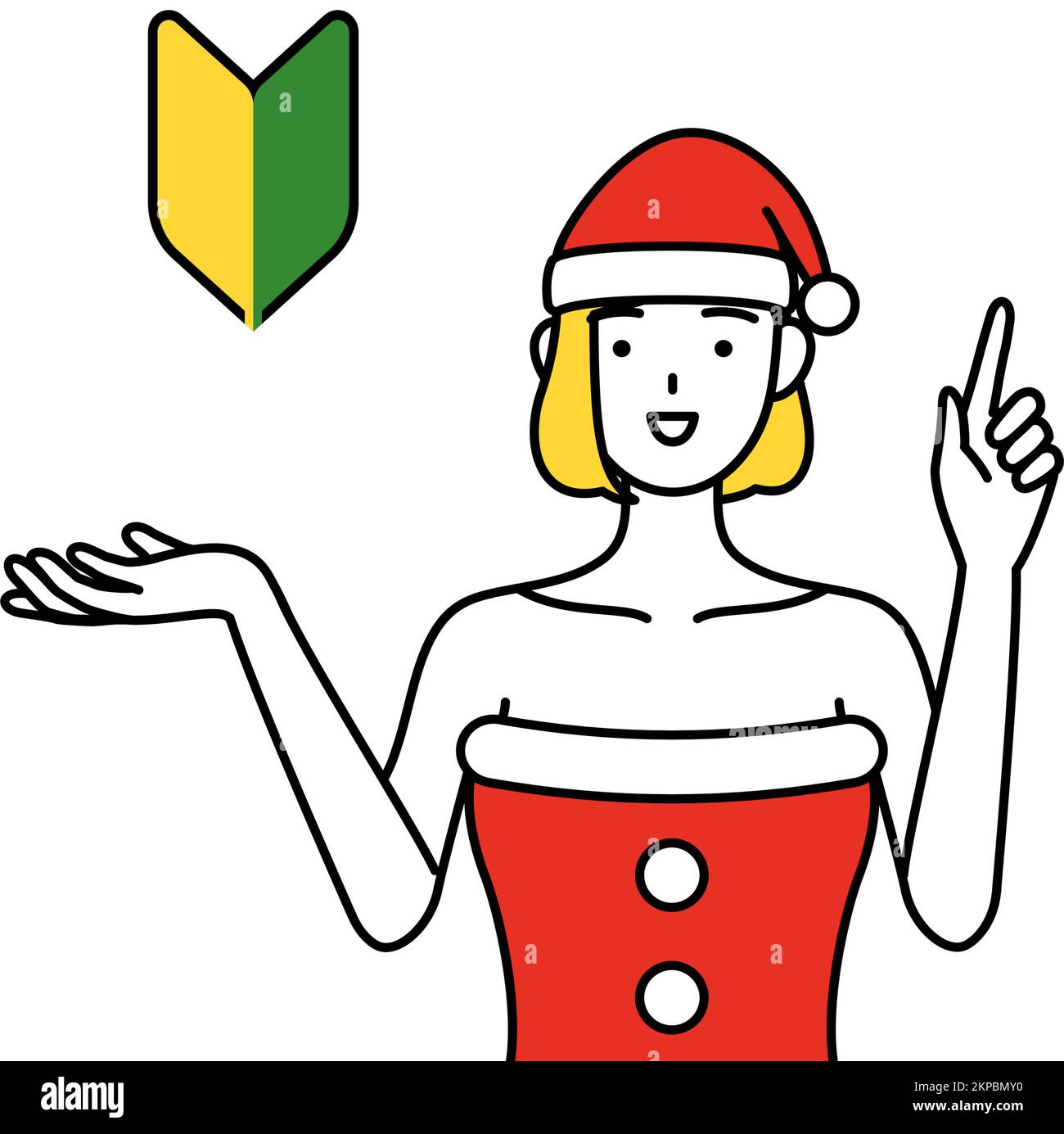 Simple line drawing illustration of a woman dressed as Santa Claus ...