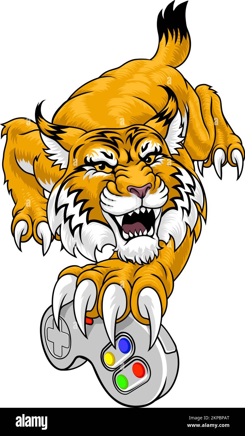 Wildcat Bobcat Gamer Video Game Animal Team Mascot Stock Vector Image ...