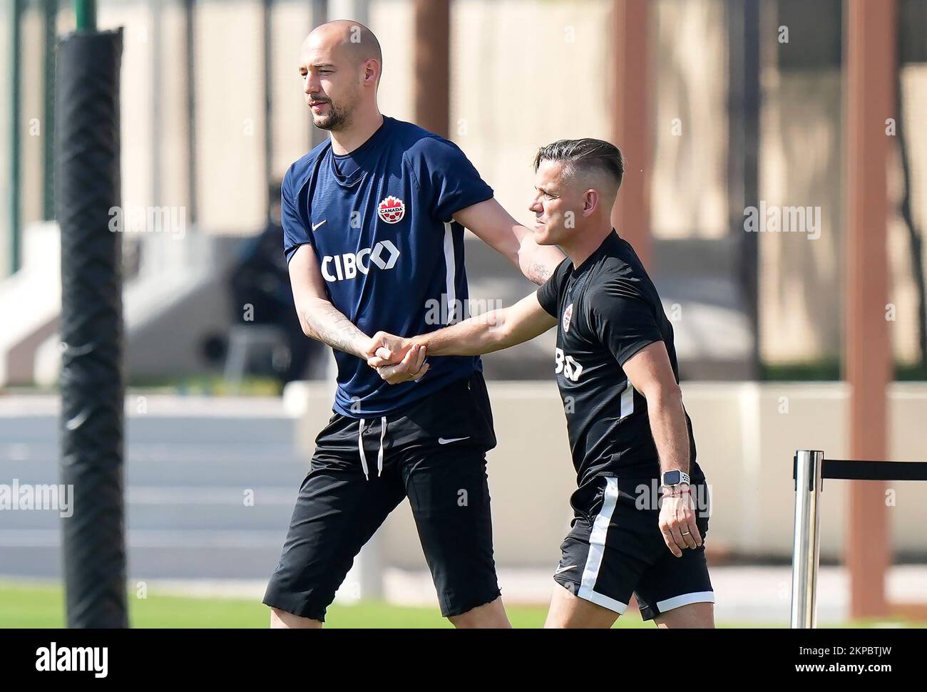 Canada head coach John Herdman, right, and Canada goalkeeper Milan ...