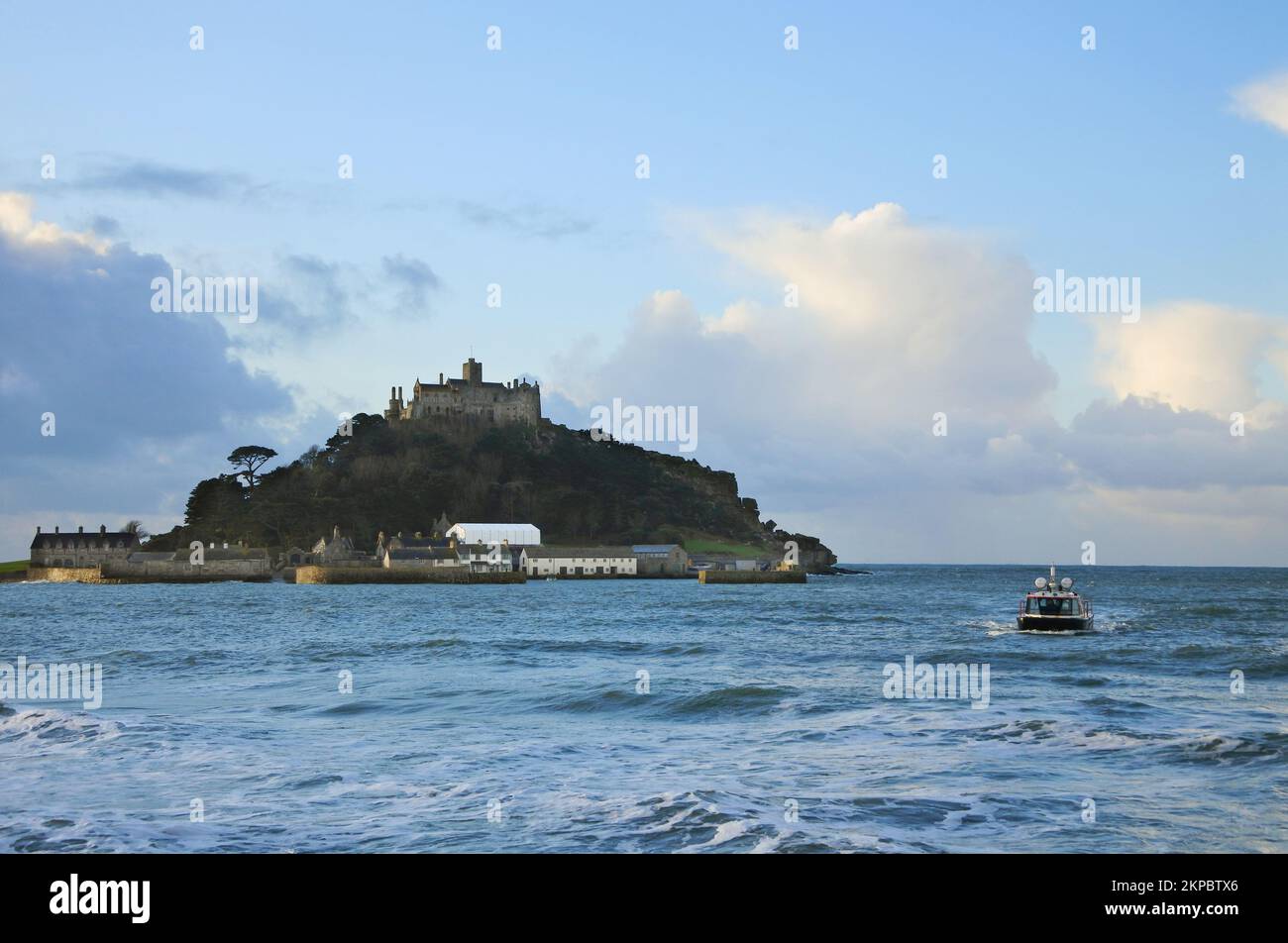 The amphibious ferry at St. Michael's Mount at high tide - John Gollop ...