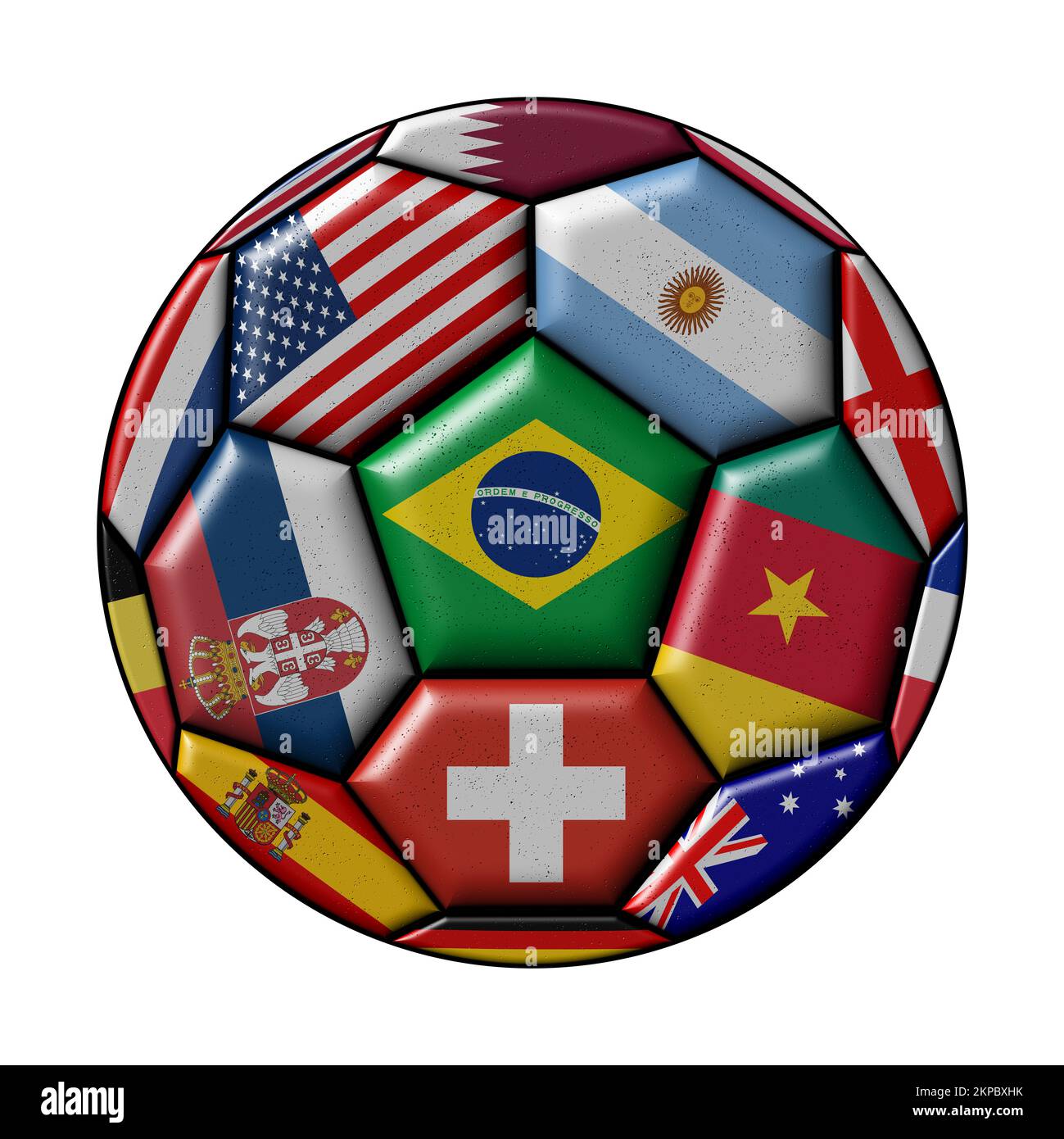 Soccer ball with various flags - Qatar 2022 Stock Photo - Alamy