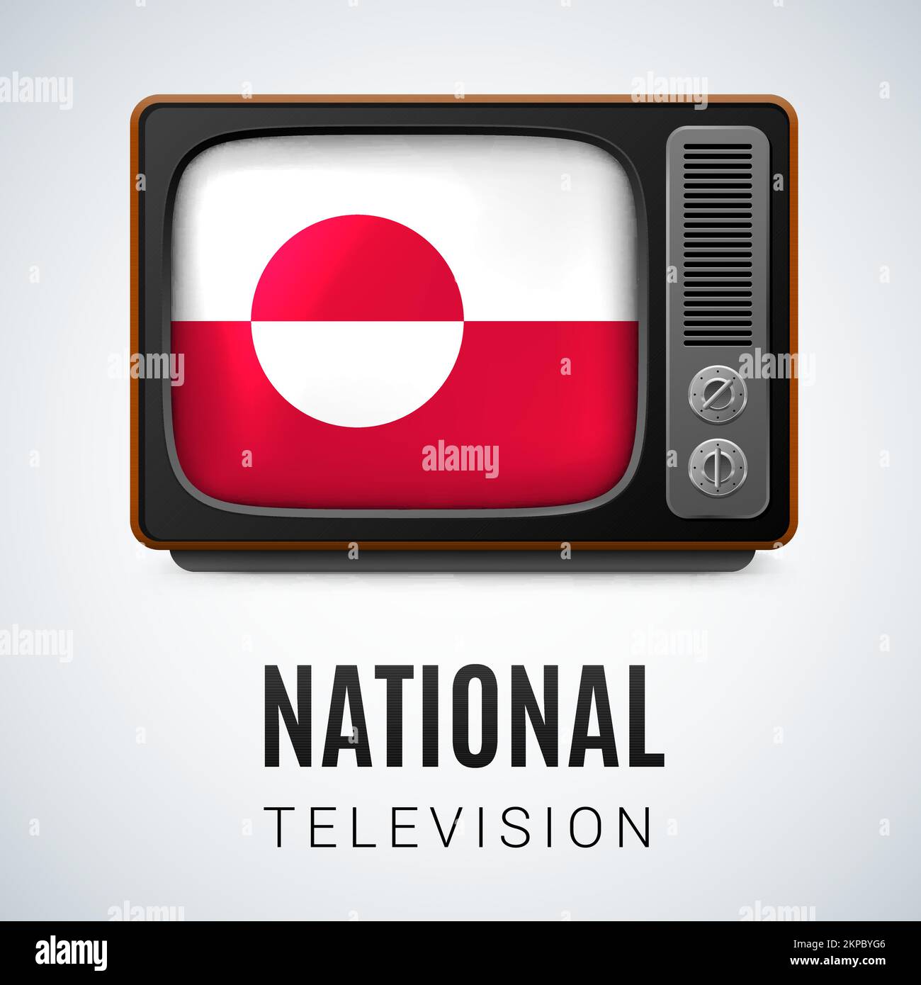 Vintage TV and Flag of Greenland as Symbol National Television. Tele ...