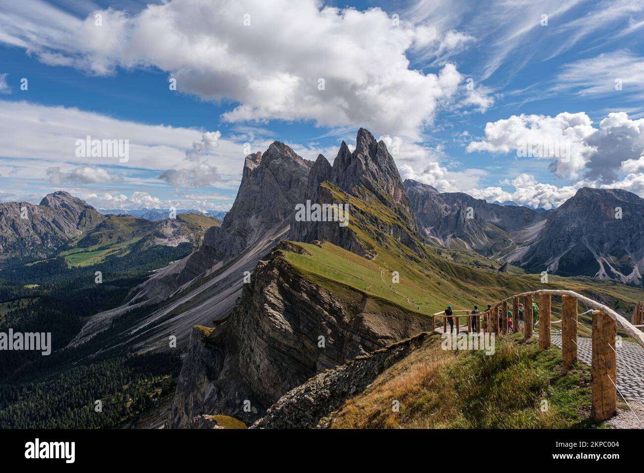 Breathtaking panoramic view of the mountain Seceda in the Dolomites ...
