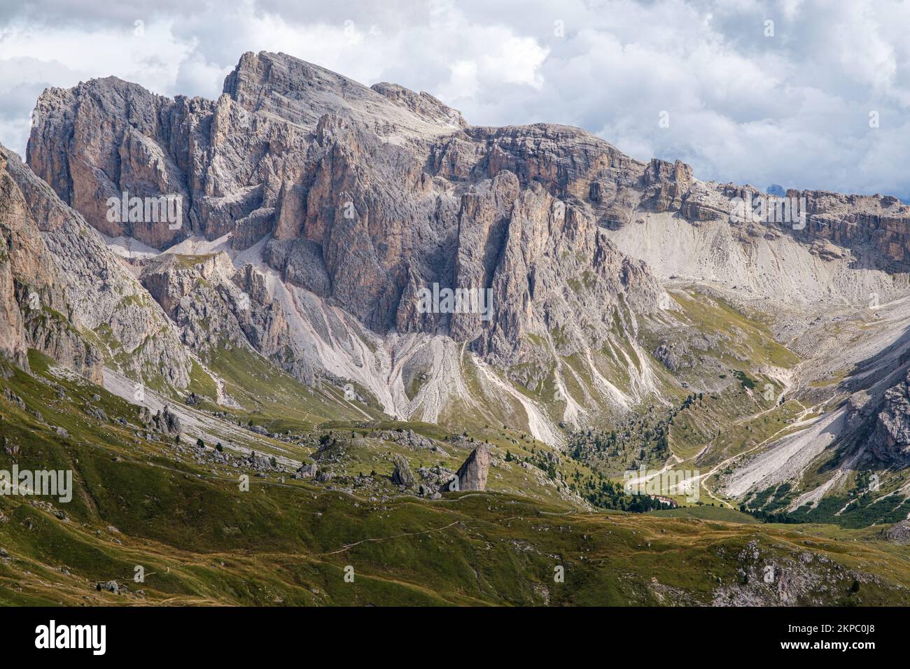 Breathtaking panoramic view of the mountain Seceda in the Dolomites ...