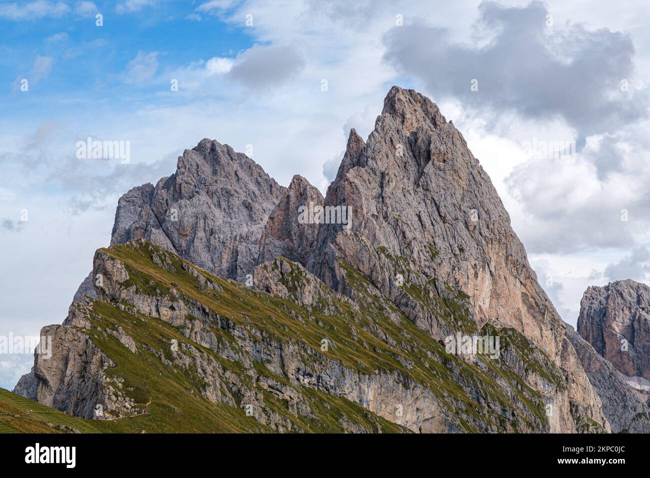 Breathtaking panoramic view of the mountain Seceda in the Dolomites ...