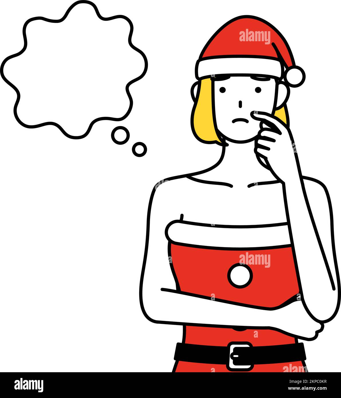 Simple line drawing illustration of a woman dressed as Santa Claus ...
