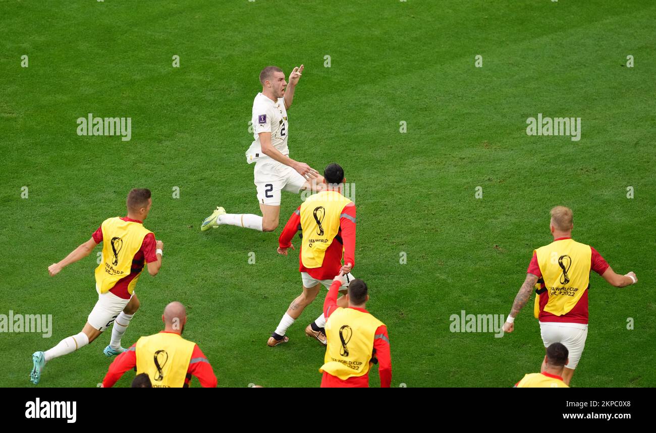 Serbia’s Strahinja Pavlovic celebrates scoring their side's first goal ...