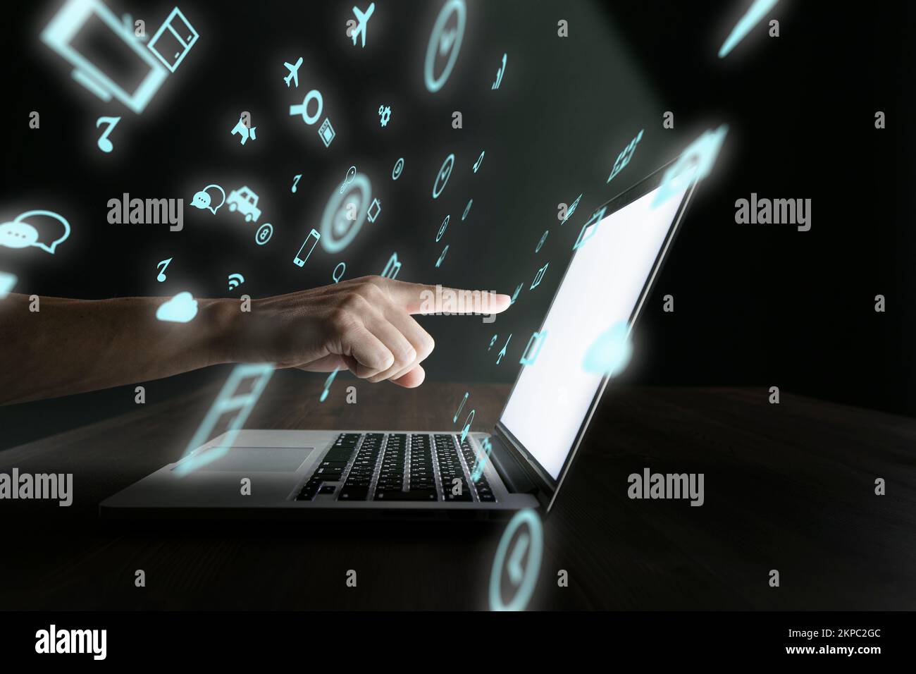 Computer and hand Stock Photo - Alamy