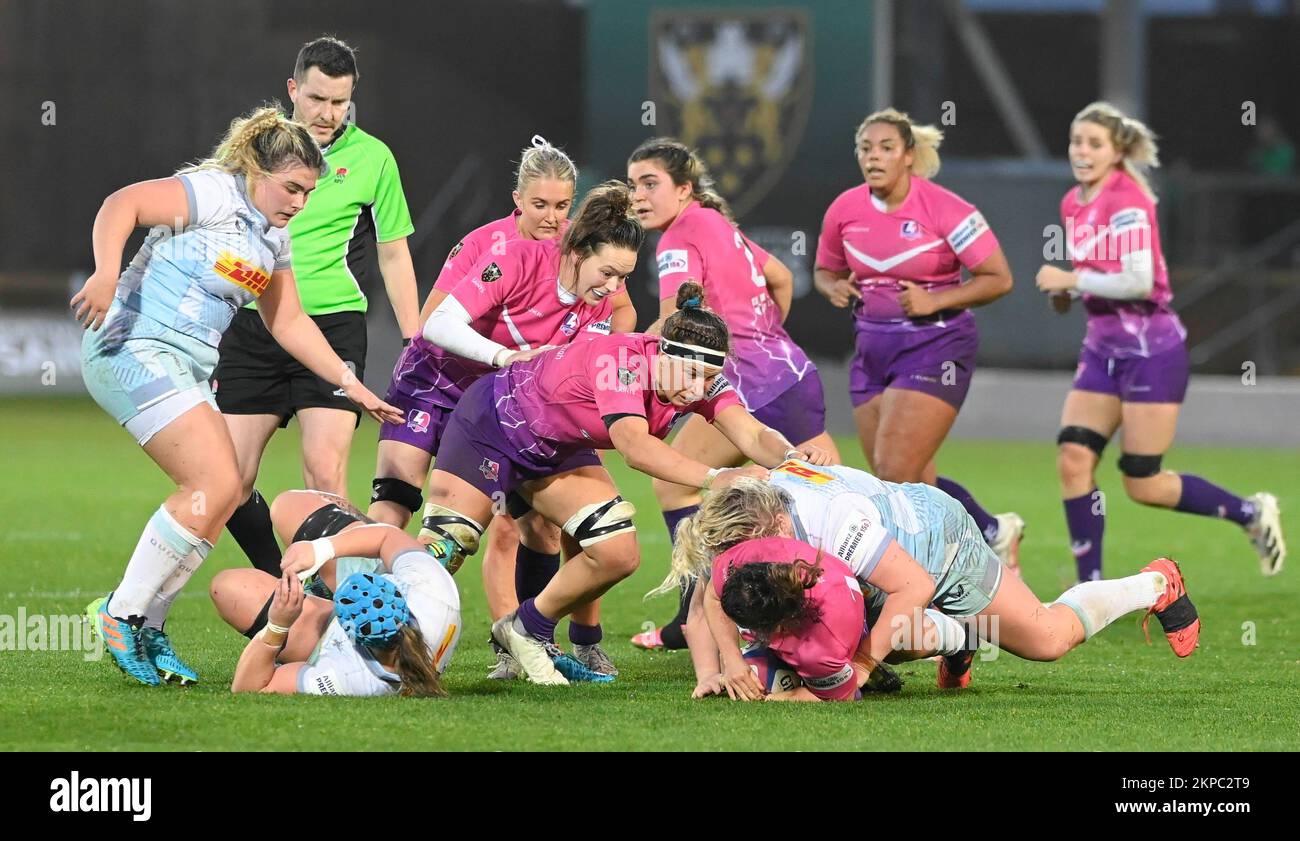 NORTHAMPTON, ENGLAND- Nov -27 - 2022 : Hannah Duffy of Harlequins takes ...