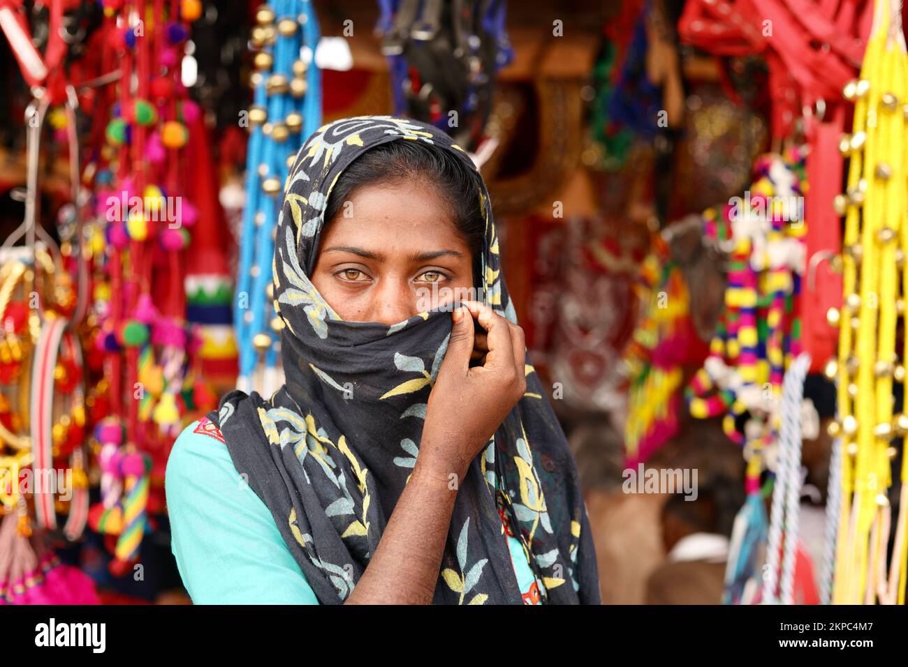 An Indian kalbelia tribal young girl.This snake charming tribe used to ...