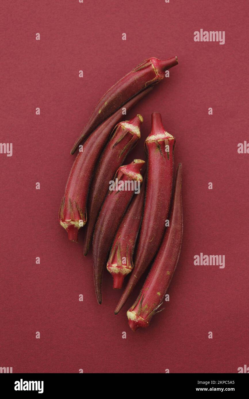 Okinawa vegetable red okra Stock Photo - Alamy
