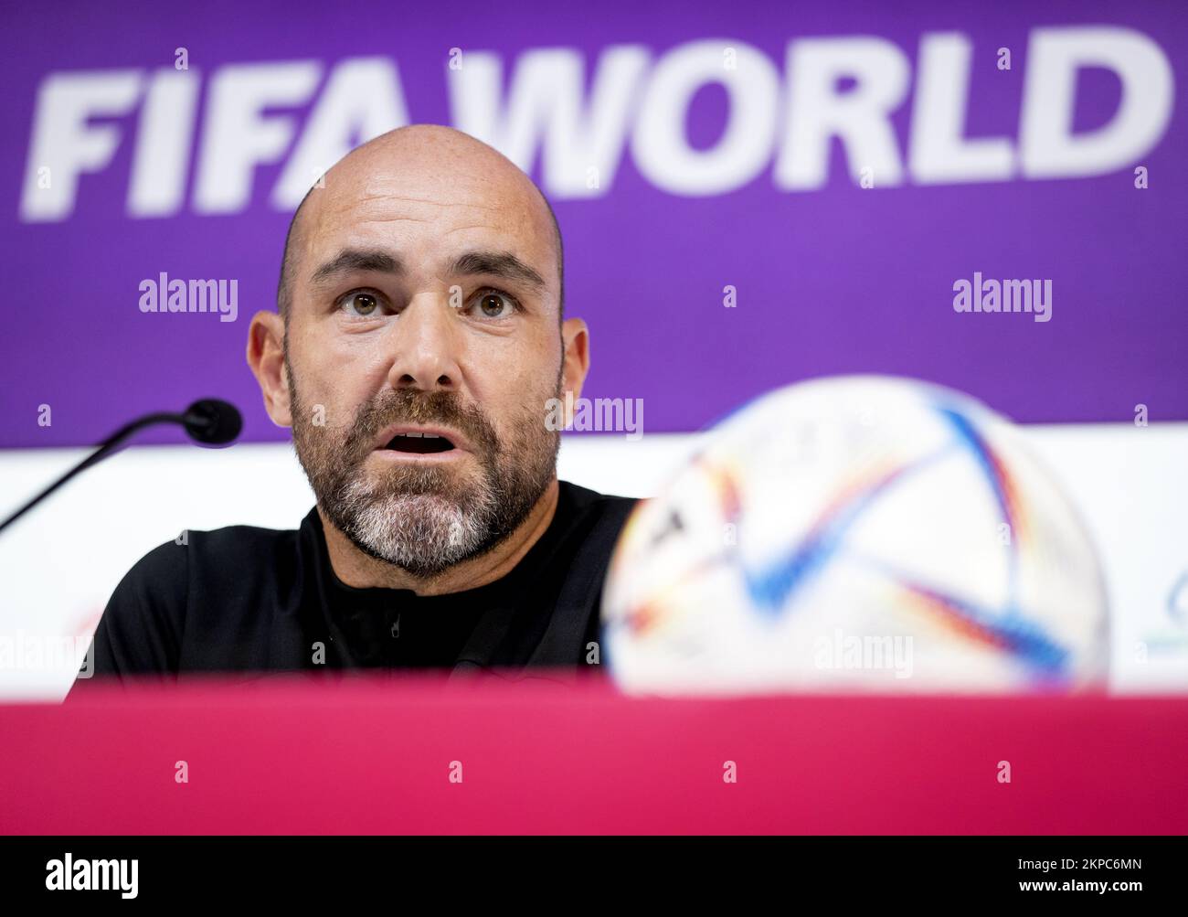 DOHA - Coach Felix Sanchez during a press conference of the Qatar at ...