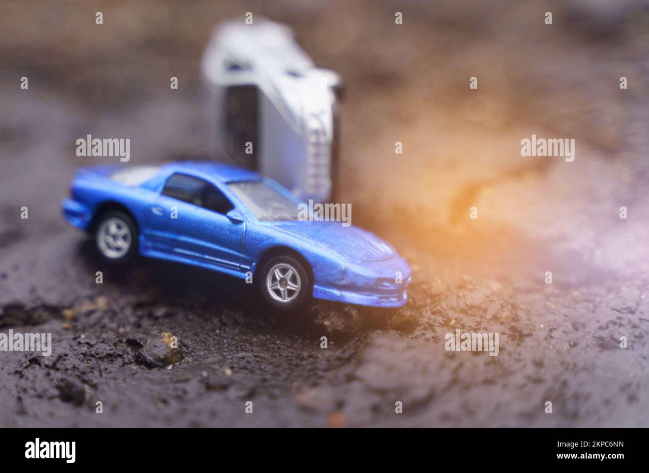 Natural disasters. One car overturned on another as a result of a ...