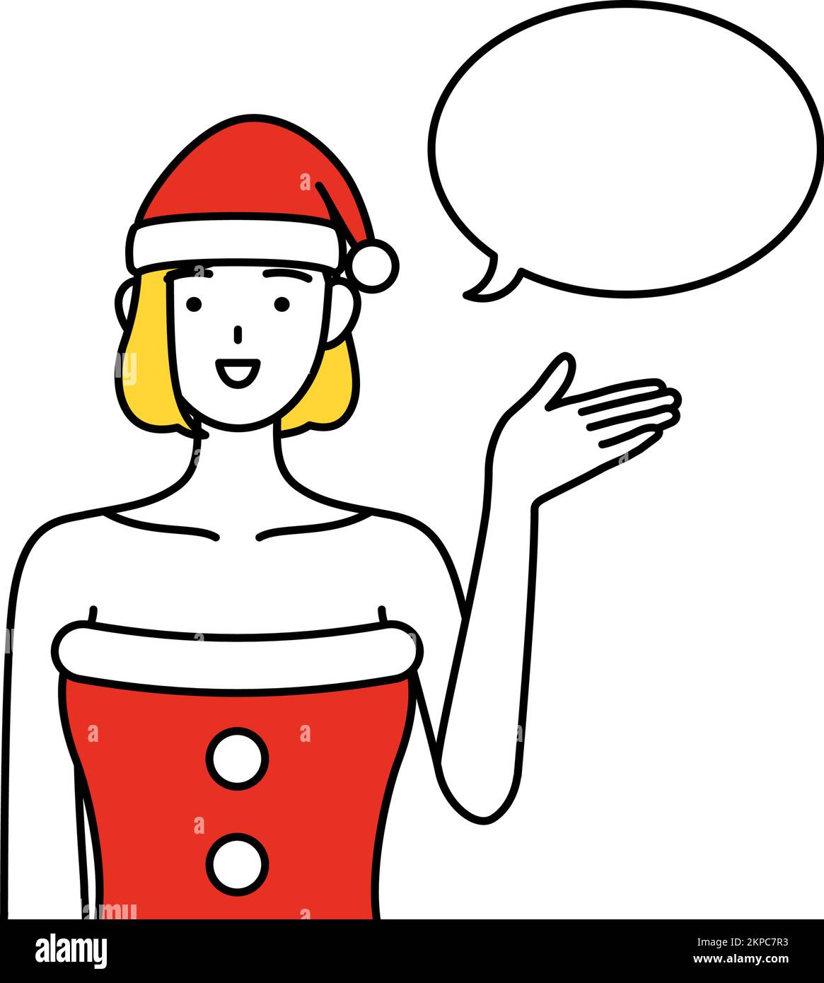 Simple line drawing illustration of a woman dressed as Santa Claus ...