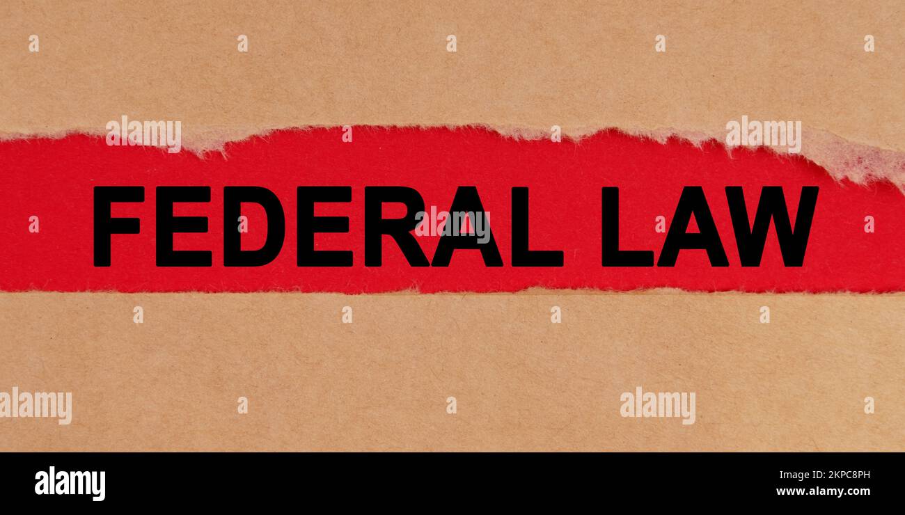 Law concept. Among the torn sheets of paper on a red background, the ...