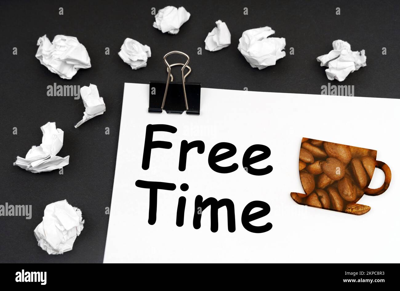 Rest at work. On the black surface is a white sheet with the ...