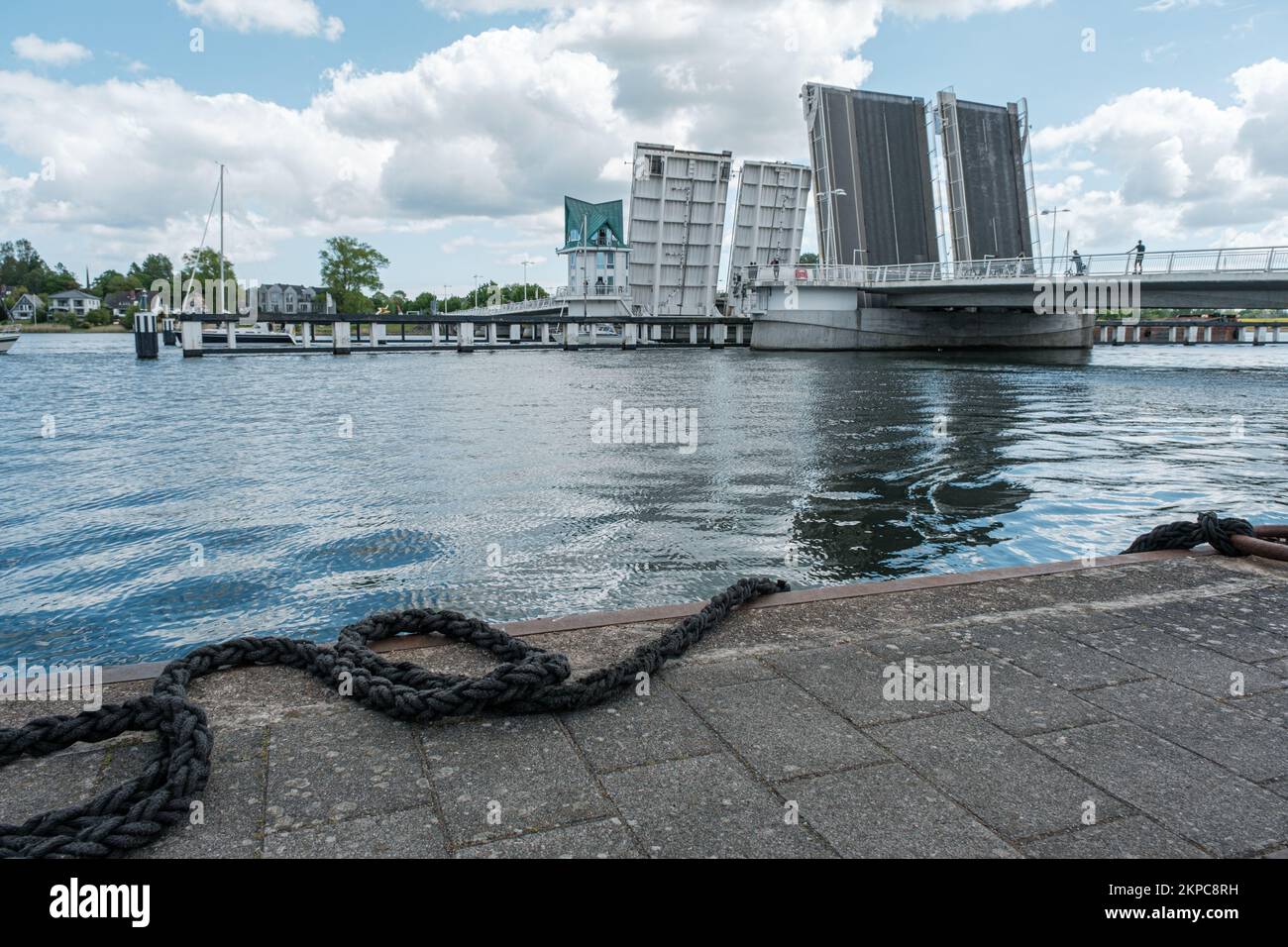 The folding bridge in Kappeln, Germany captured on a summer day Stock ...
