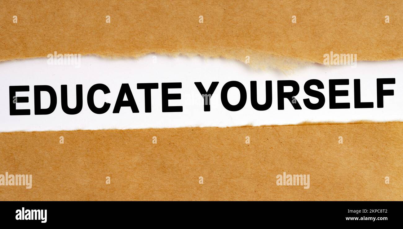 Education concept. There is a gap in the middle of the craft paper ...