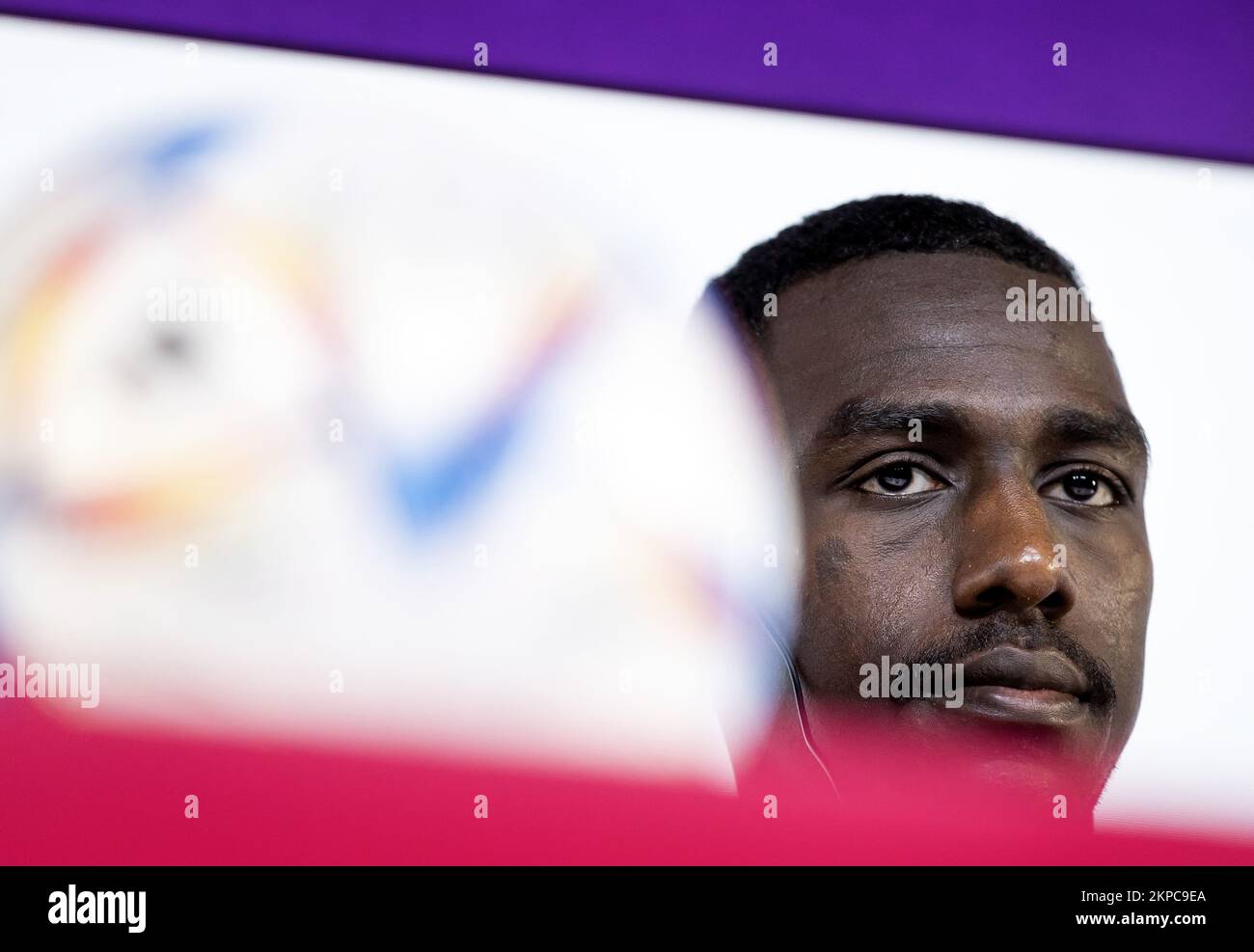 DOHA - Almoez Ali at a Qatar press conference at the Media Center on ...