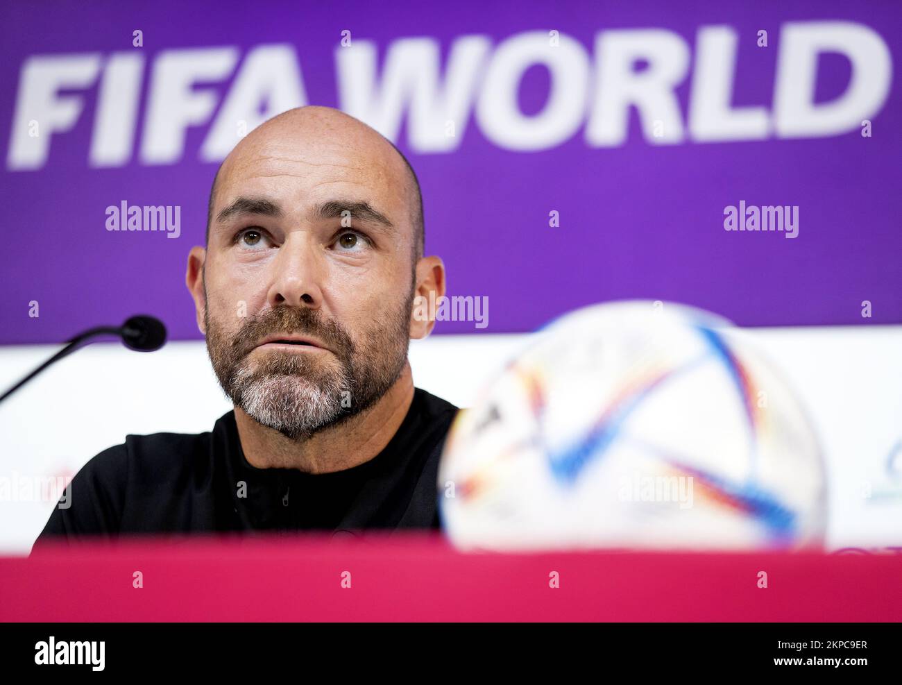 DOHA - Coach Felix Sanchez during a press conference of the Qatar at ...