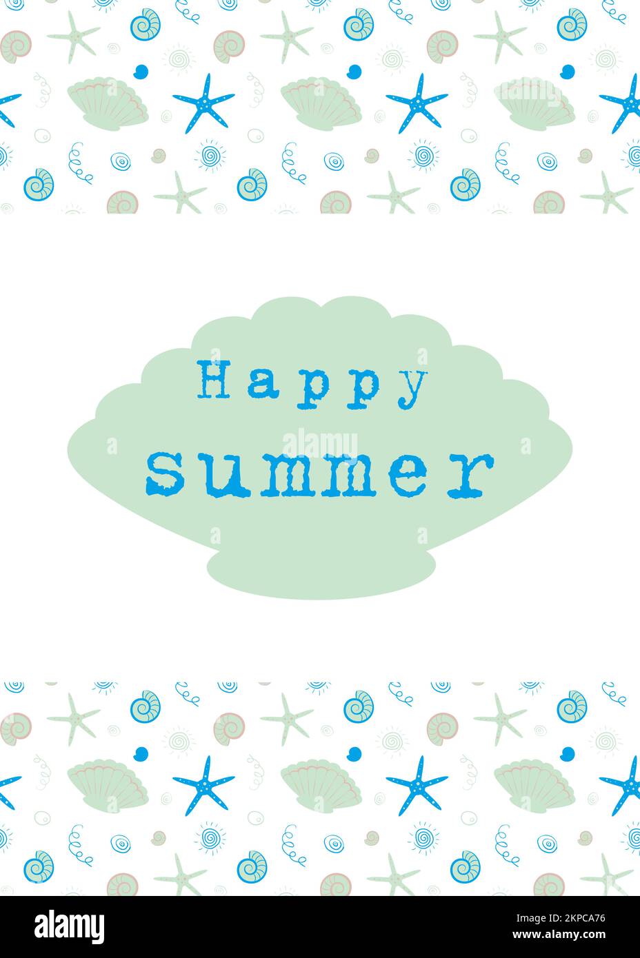 Vector nautical summer card, banner with starfish, shells and doodles ...