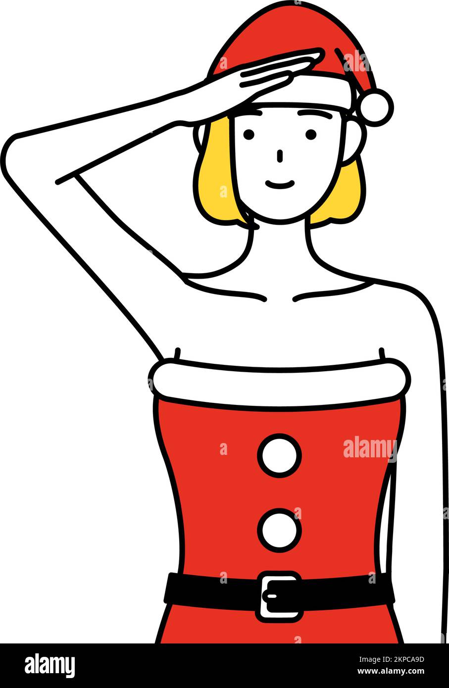 Simple line drawing illustration of a woman dressed as Santa Claus ...