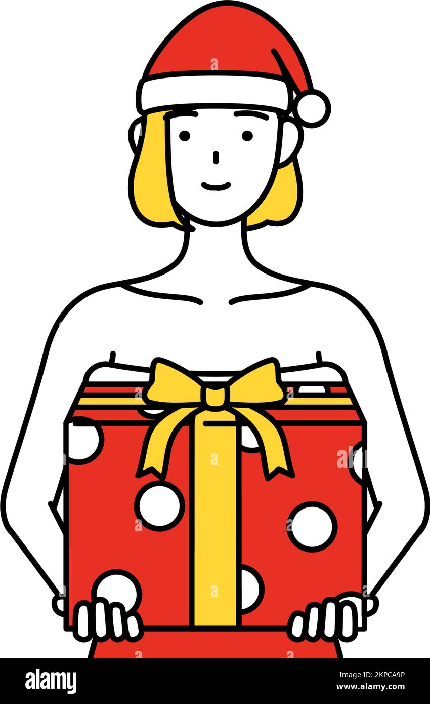Woman dressed as Santa Claus holding a present Stock Vector Image & Art ...