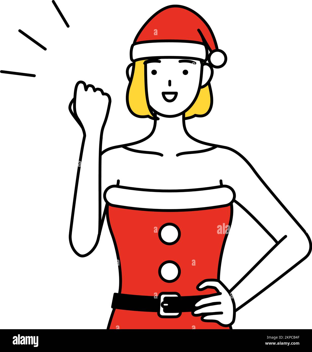 Simple line drawing illustration of a woman dressed as Santa Claus ...