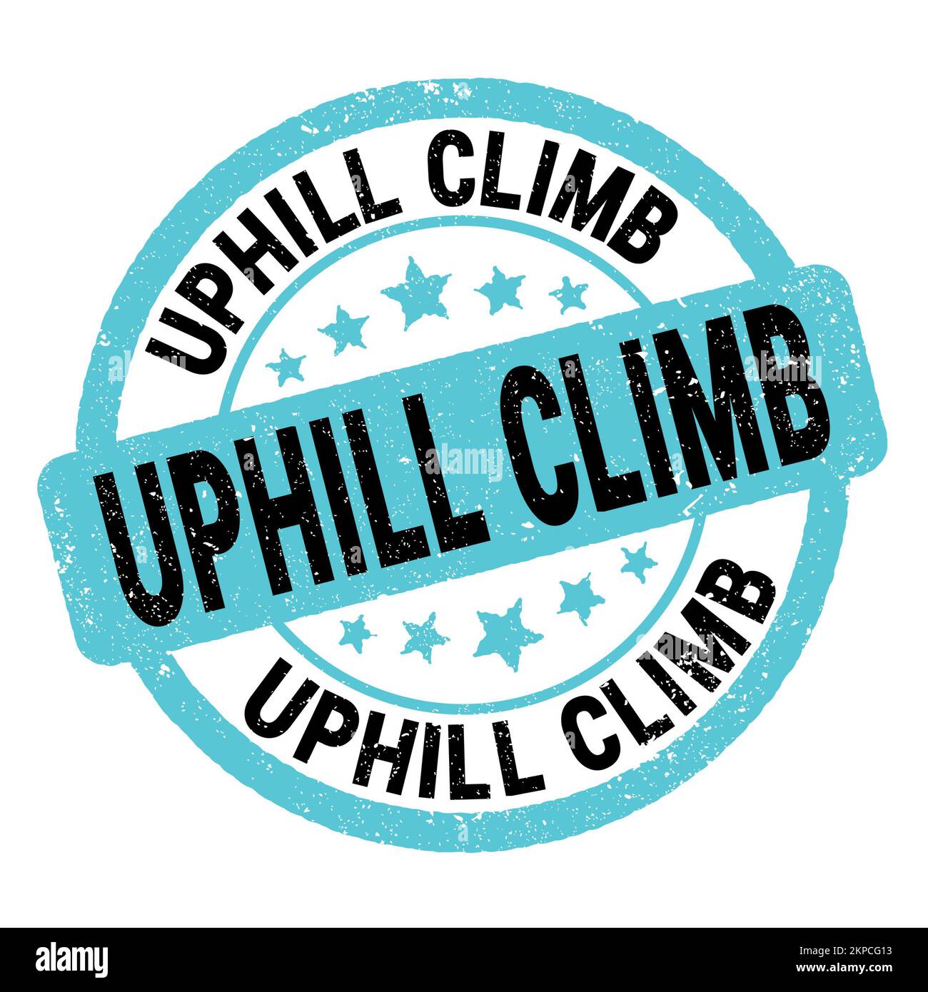UPHILL CLIMB text written on blue-black grungy stamp sign Stock Photo ...