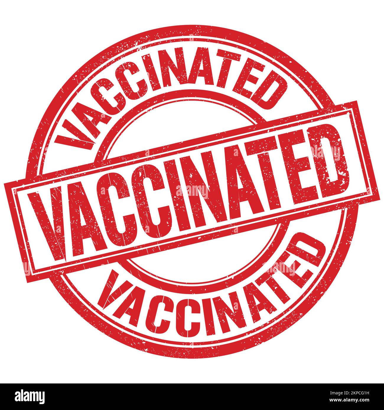 VACCINATED text written word on red round stamp sign Stock Photo - Alamy