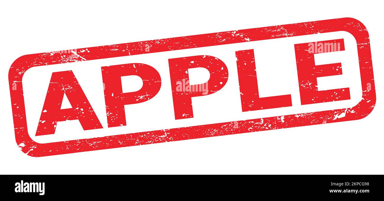 APPLE text written on red rectangle stamp sign Stock Photo - Alamy