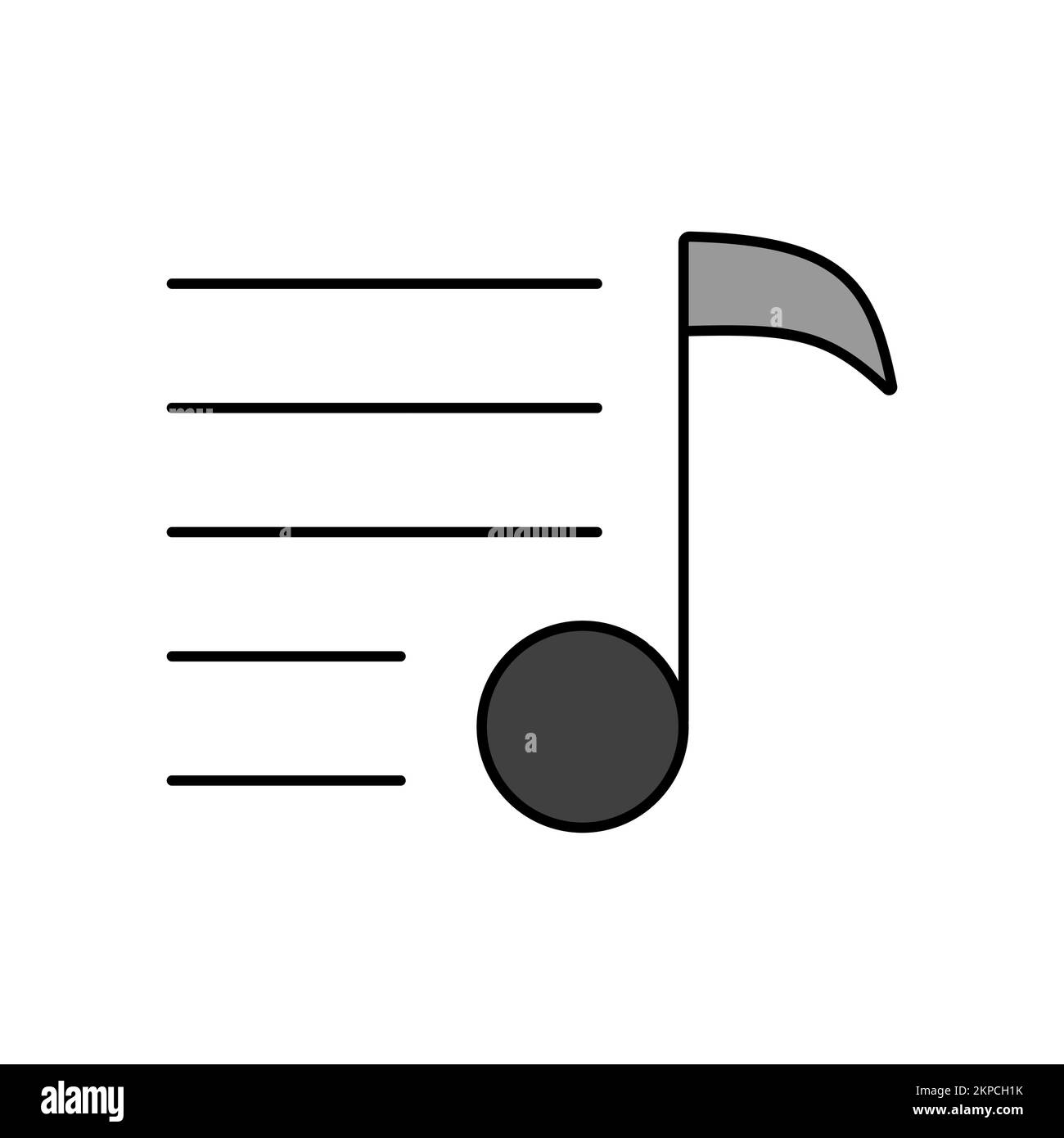 Music playlist color vector grayscale icon. Musical note and list ...