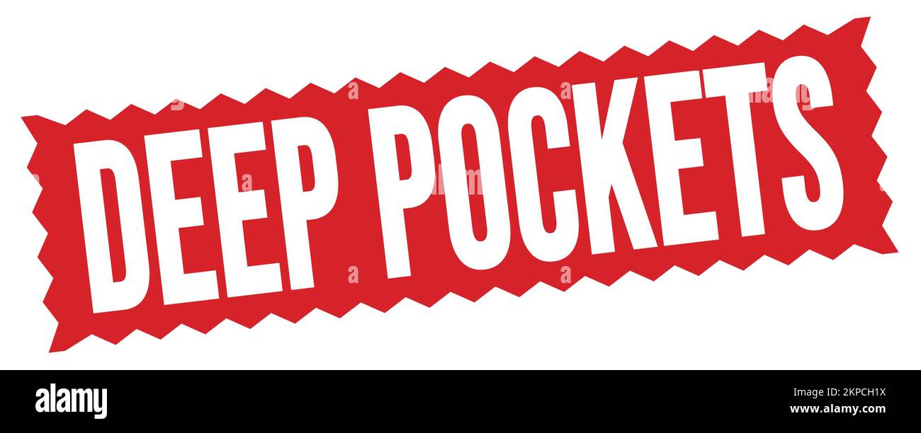 DEEP POCKETS text written on red zig-zag stamp sign Stock Photo - Alamy