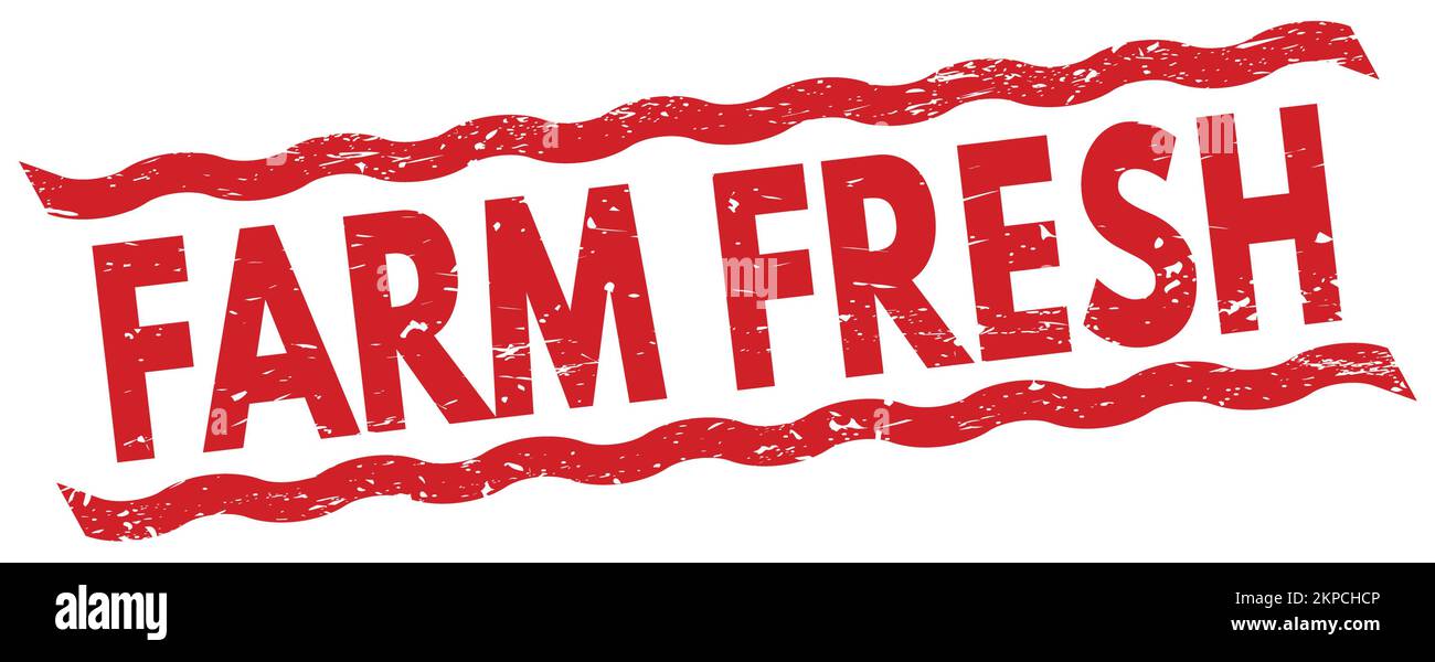FARM FRESH text written on red lines stamp sign Stock Photo - Alamy