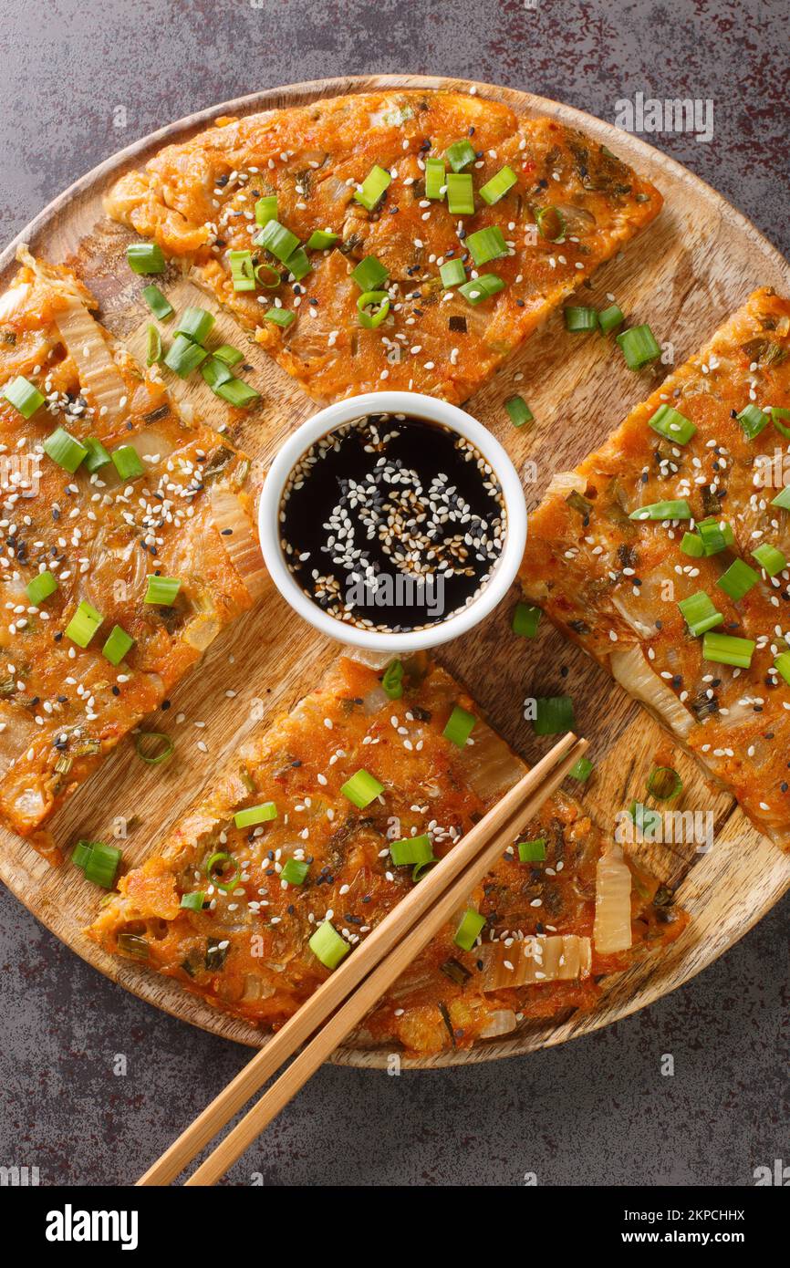Korean Pancakes Kimchijeon is basically made with kimchi and a little ...