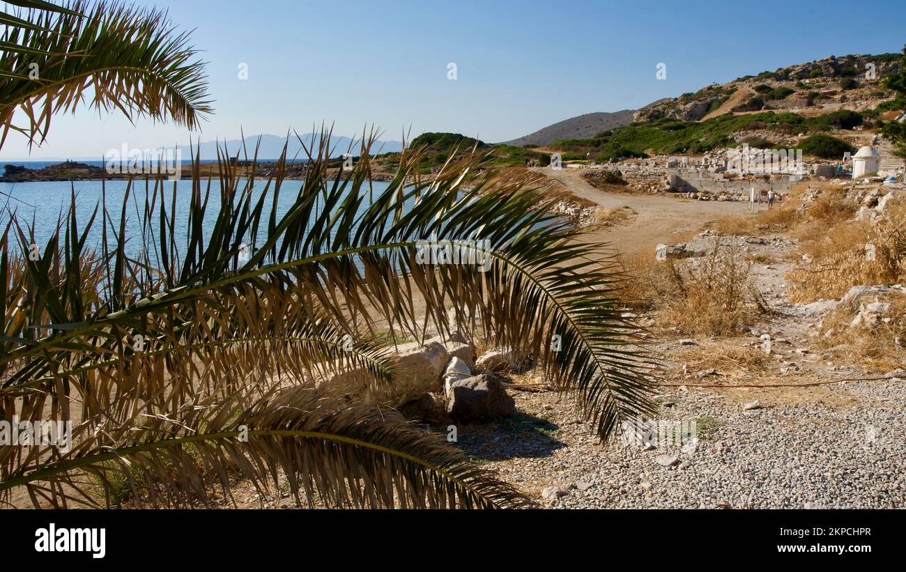 Southwestern tip of Turkey. Sunset from the ancient city of Datca Knidos. Yazikoy village harbor ...