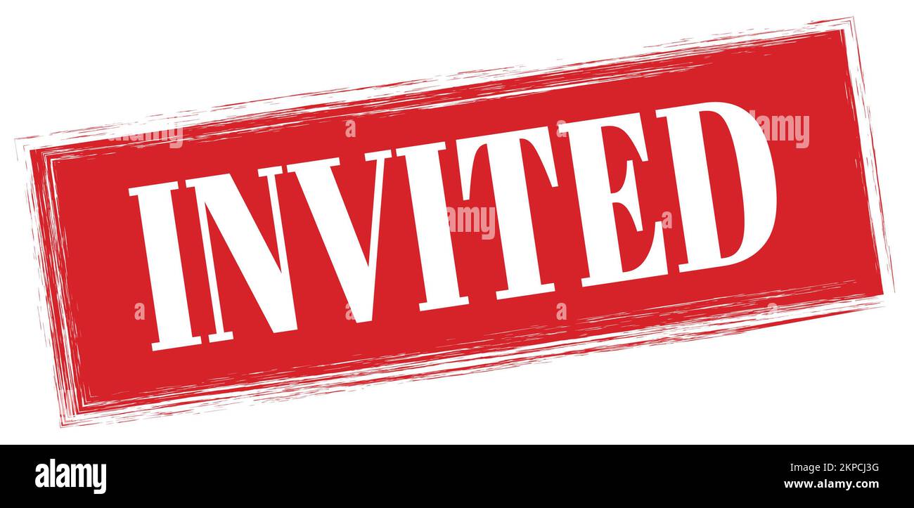 INVITED text written on red rectangle stamp sign Stock Photo - Alamy