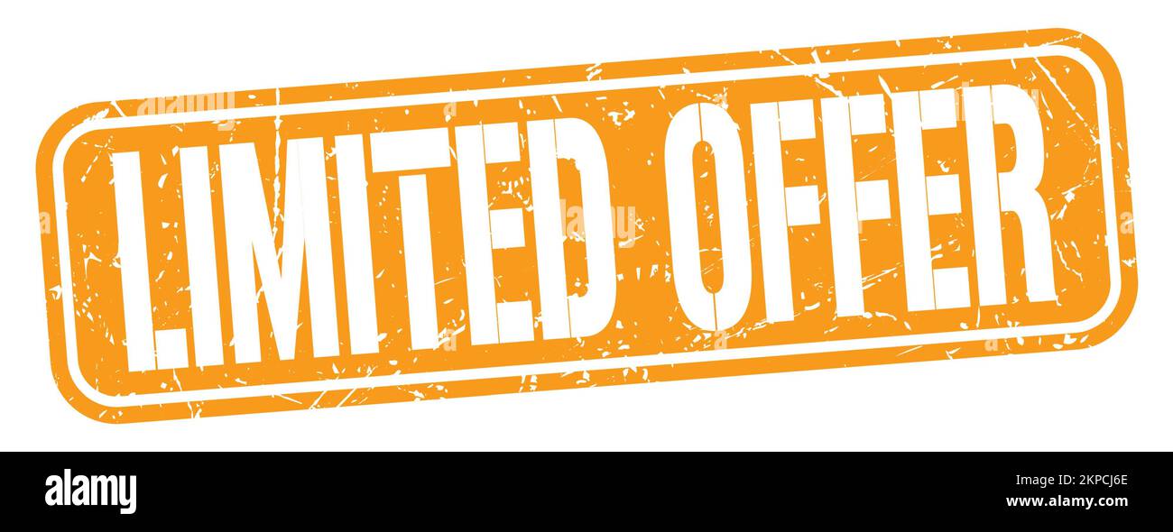 LIMITED OFFER text written on orange grungy stamp sign Stock Photo - Alamy