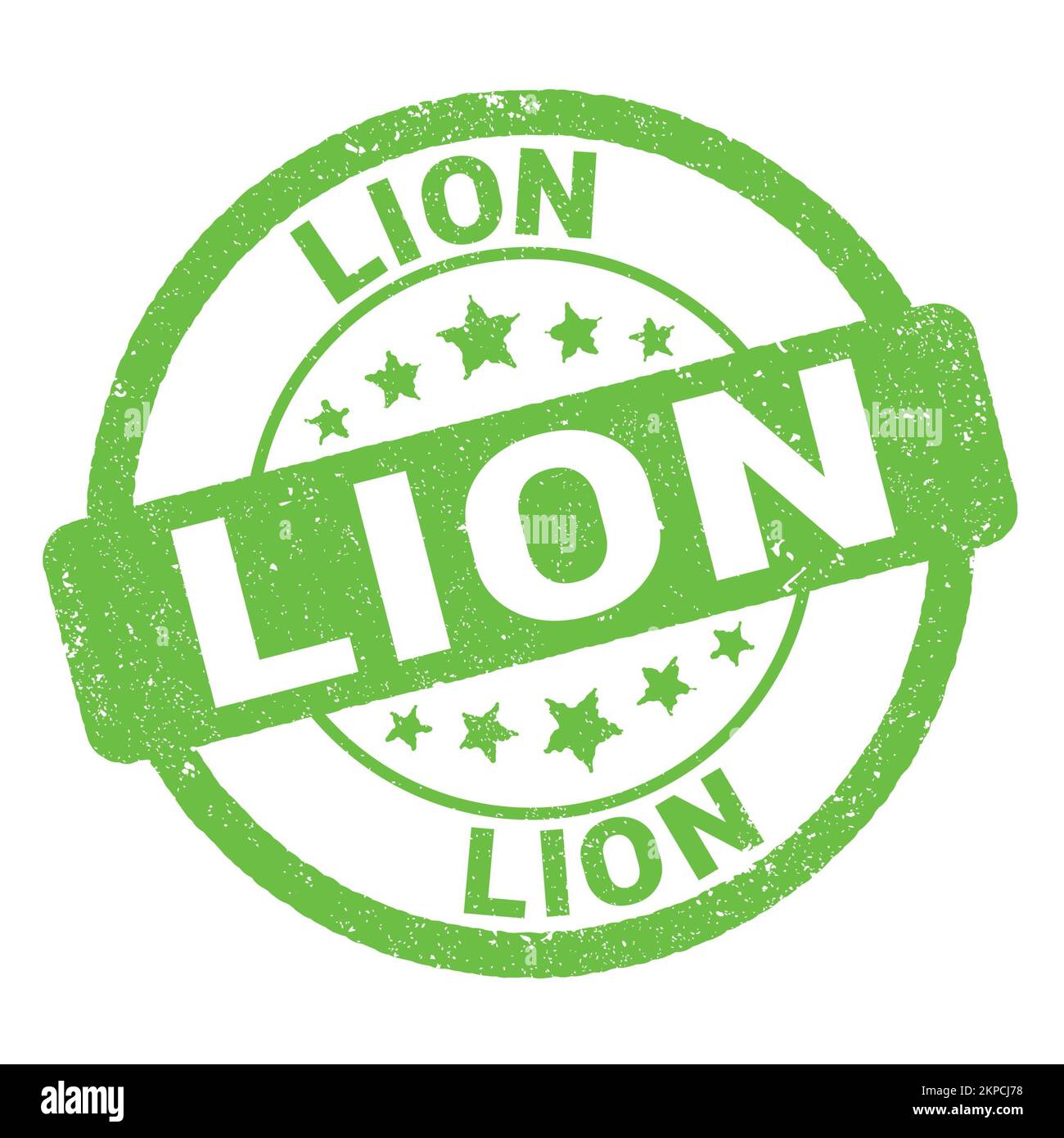 LION text written on green grungy stamp sign Stock Photo - Alamy