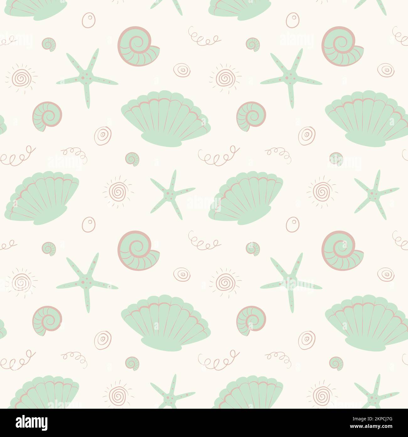 Delicate childish nautical pattern in pastel green colors. Vector ...