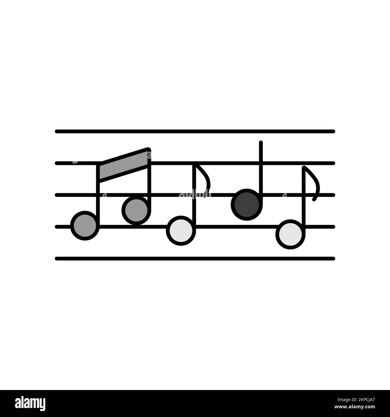Stave and music notes color vector grayscale icon. Melody, classical ...